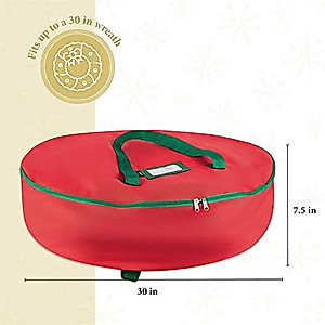 Christmas Wreath Storage Bag- 2-Pack - Durable Tarp Material, Zippered, Reinforced Handle and Easy to Slip The Wreath in and Out. Protect Your Holiday Wreath from Dust, Insects, and Moisture. (RED)