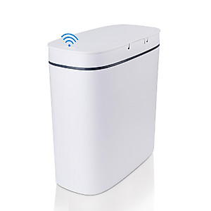 Knuidrte Bathroom Trash Can with Lid, 3.7 Gallon Waterproof Garbage Can, Electric Smart Sensor Touchless Trash Can with 40pcs Trash Bags, Ideal for Bathroom, Kitchen, Living Room