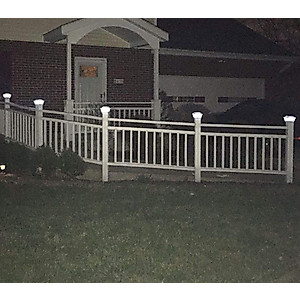 (2 Pack) Solar Power Square White Outdoor Garden Deck 4x4 PVC Fence Post Light