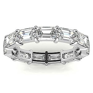 Love Band Moissanite Engagement Band for Women, Wedding Band 2.00 CT, Colorless, VVS1 Clarity Emerald Cut Moissanite Band in Sterling Silver, Promise Ring For Her (7)