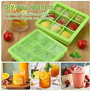 Aibirui Ice Cube Tray with Lid (9X2 Pcs), Small Ice Cube Trays, Silicone Ice Cube Trays for Freezer, Mini Square Ice Cube Mold for Ice Coffee, Drinks, Whiskey, Cocktail, Bourbon, Baby Food