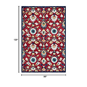 SAFAVIEH Blossom Collection 8' x 10' Red/Ivory BLM562Q Handmade Floral Premium Wool Living Room Dining Bedroom Area Rug