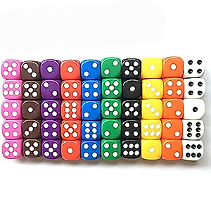 ZYM305 10PCS/Lot Dice Set 10 Colors Solid Acrylic 6 Sided Dice for Club/Party/Family Games Games Dice (Color : Brown)
