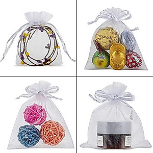 HRX Package 100pcs White Organza Jewelry Bags Drawstring 3 x 4 inch, Little Mesh Gift Pouches Mini Candy Bags for Small Presents Jewelry Earrings