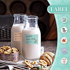 600 Pieces Baby Bottle Labels for Daycare Removable Writable Animal Labels Self-Laminating Water and Oil Resistant Name Labels for Baby Food, Bottles, Daycare (Light Colors)