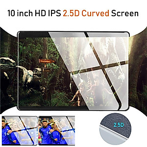 Tablet 10 Inch 2.5D Tempered Glass HD Display Dual SIM Card Slot Tablet ,Android 6.0,Quad Core Processor with Dual Camera /WiFi/Bluetooth/GPS (Black)