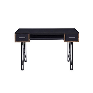 Acme Settea Wooden Top Computer Desk with 2 Drawers and Keyboard Tray in Black