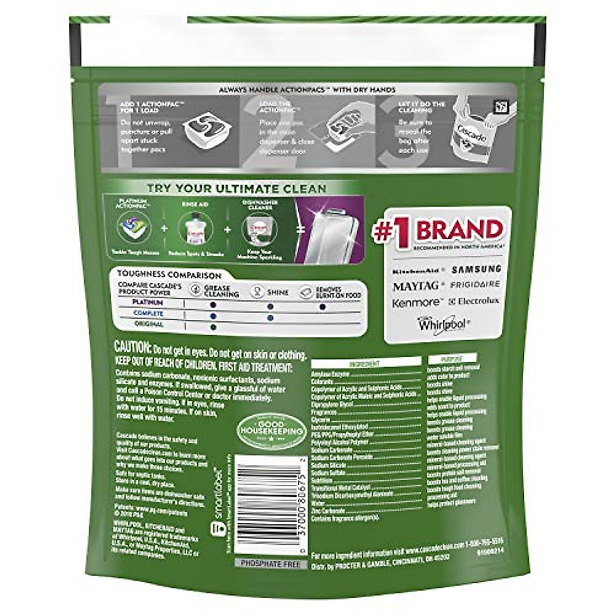 Cascade ActionPacs Dishwasher Detergent Fresh Scent, 25 ct