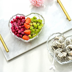 Gaolinci Heart-Shaped Embossed Glass Bowl, Fruit Salad Bowl, Dessert Bowl (Set of 2)