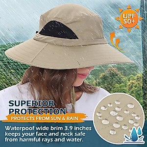 EINSKEY Unisex Sun Hat, Waterproof Wide Brim Bucket Hat Packable Boonie Hat for Fishing Hiking Gardening Safari Beach