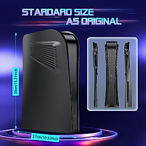 Faceplate for PS5 Disc Edition with Cooling Vent, PS 5 Console Cover Plates Faceplate, Replacement Console Cover, Anti-Scratch Dustproof ABS Replacement Protective Case for PS 5 Console (Black)