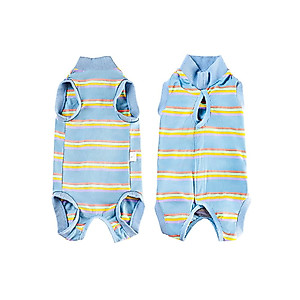 SHIAOMIN Pet Recovery Suit After Surgery - Abdominal Wounds Breathable Striped Leisure Wear Shirt, E-Collar Alternative Cats Dogs Neuter Spay Anti Licking Clothes for Male Female Pets (Large)