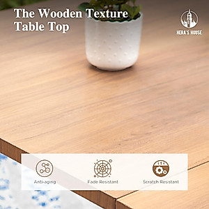 HERA'S HOUSE Patio Dining Table, 4 Person 47" x 47" Square E-Coating and Powder Coating Steel Frame Outdoor Dining Table with 1.57" Umbrella Hole for Garden, Lawn and Backyard