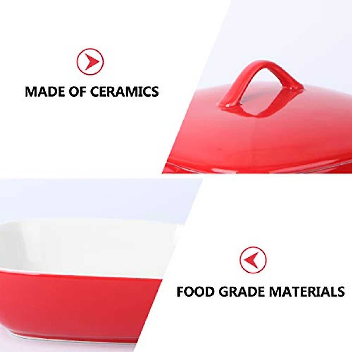 Ceramic Bread Pan Ceramic Cooking Dish Nordic Binaural Cake Dessert Bread Baking Pan with Cover Lid Micro Oven Square Plate Tray for Home Kitchen Shop Red Ceramic Loaf Pan