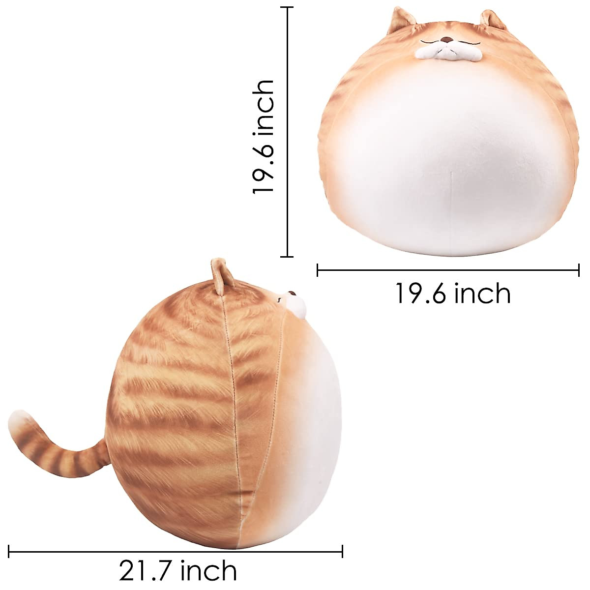 ARELUX 19.6In High Chubby Cat Plush Pillow, Cute Fat Kitty Cat Stuffed Animal Soft Kitten Adorable Hugging Pillow Anime Plushies,Funny Toy Birthday for Adults Friends