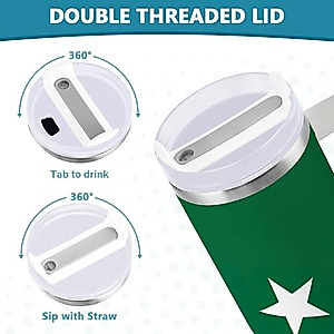ODAWA 40oz Pakistan Flag Water Tumbler with Lid and Straw, 2 in 1 Lid Insulated Stainless Steel Vacuum Insulated Tumbler