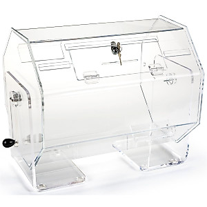 Clear Plexiglas Raffle Drum with Locking Hinged Door for Countertop Usage - Medium