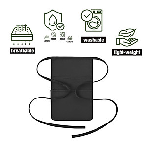 tsmyp Hip pouch apron Black Waitress Waiter Server Short Aprons Kitchen apron,Two front and two back pockets (hip pouch apron, 1)
