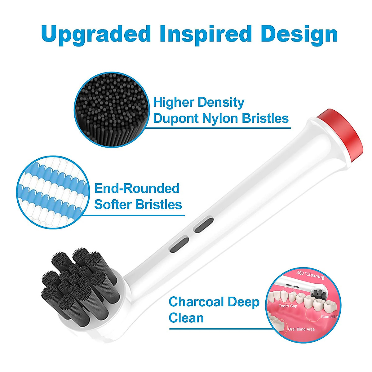 Charcoal Replacement Toothbrush Heads 12 Pk for Oral B Electric Toothbrush with 2 Pk Brush Heads Replacement Protection Covers