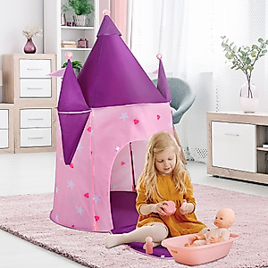Princess Pink Tent for Girls Castle Large Playhouse Pop Up Kids Play Tent for Children with Star, Indoor and Outdoor Games