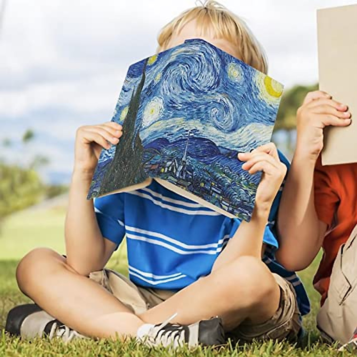 YEXIATODO Van Gogh Starry Night Book Sleeve for Textbook Kawaii Dogs Pets Anti-scratch No Glue Section Washable Reusability Polyester Book Covers Decorate Hardcover