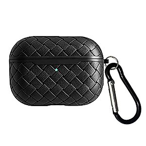 XYAJUANG TPU Creative Woven Texture Designing Shell Protective Case Cover with Keychain Compatible with only Airpods pro Case（not fit Airpods 3rd,LED Light is Visible）, (Black)