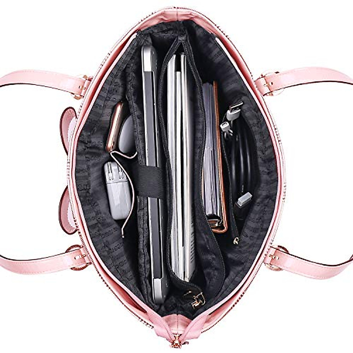 MOSISO Laptop Tote Bag Compatible with MacBook Air 15 inch M2 A2941 2023/Pro 16 inch 2023-2019,15-15.6 inch Notebook, PU Leather Large Capacity Work Bag Travel Shoulder bag with Grid MO-GID002LTBR