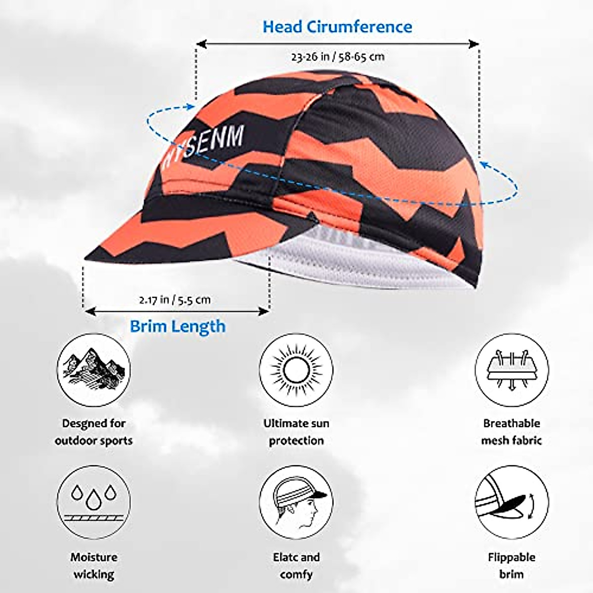 Hysenm 2 Pack Cycling Cap Helmet Liner Skull Cap for Men, Bike Hat Cycling Cap for Men Under Helmet Motorcycle Bicycle Caps Sweat Caps