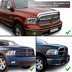 AmeriLite Halogen, led, Projector Car Headlights For 2009-2018 Dodge Ram 1500 2500 3500 Tube Switchback White & Amber Parking Turn Signal, Vehicle Light Assembly, Chrome With Switchback LED