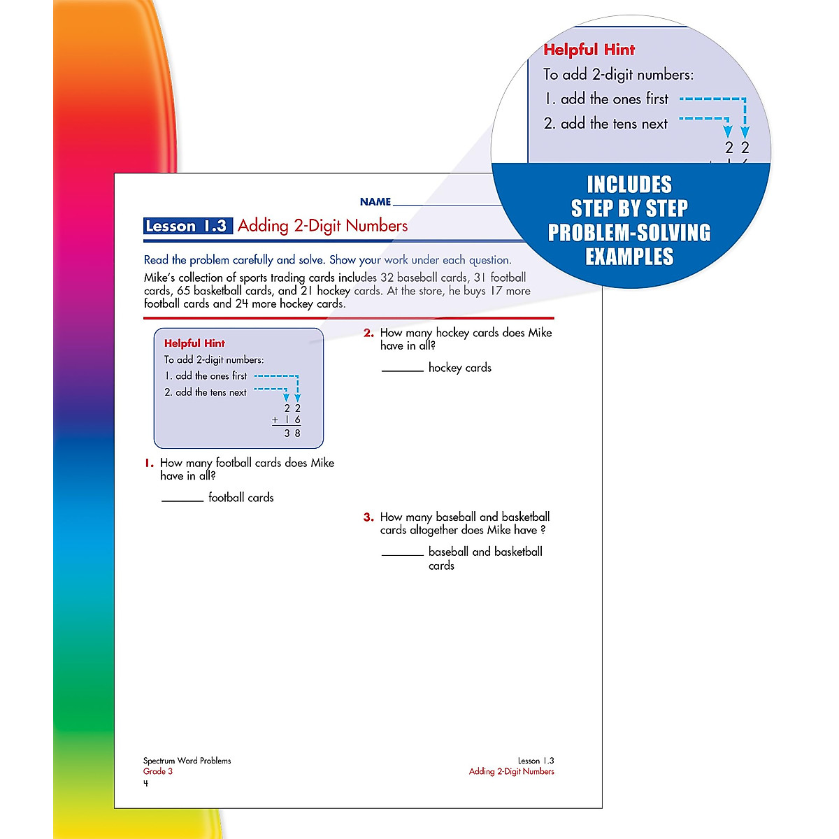 Spectrum Math Word Problems Grade 3 Workbook, Ages 8 to 9, 3rd Grade Math Word Problems, Fractions, Algebra Prep, Geometry, Multi-Step Word Problems, Money, and Time - 128 Pages