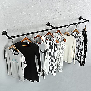 72inch Industrial Pipe Clothes Rack Wall Mount For Hanging Rod Bar for Laundry Room Up to Max Load 135Lb Black (72inch(1 Pack))
