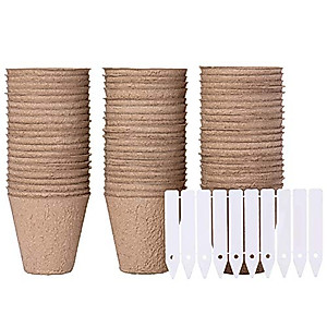 Garden Growers Seed Starter Pots – 3 Inch Biodegradable Peat Pods for Starting Flowers and Vegetables – Breathable and Absorbent for Aeration and Root Growth (60 Pots with 10 Bonus Plant Labels)