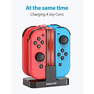 Switch Controller Charger, KINGTOP Switch Joycon Charger Compatible with Nintendo Switch Joy-con, Switch Charger with Individual LED Indicator and USB C Charging Cable