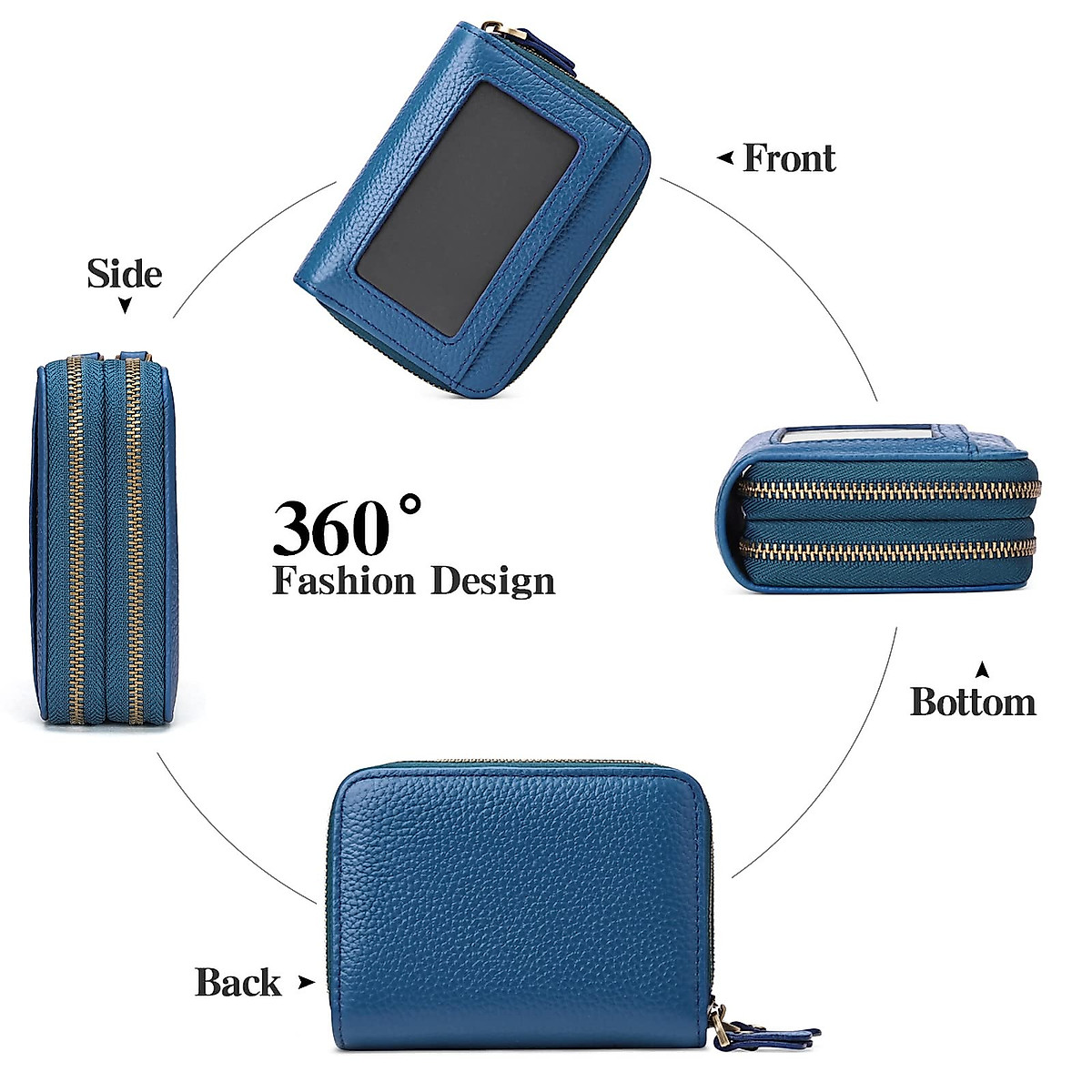 GOIACII Small Genuine Leather Wallet for Women, RFID Blocking Credit Card Holder Wallet