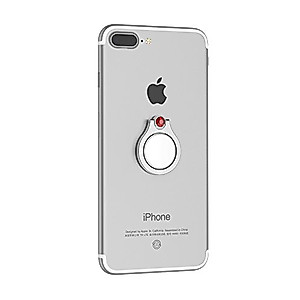 MAXIMEST Phone Ring Finger Holder, Stand, Mirror 360 Rotation Grip and Kickstand Accessory, Compatible with All Smartphones, iPhone, Samsung Galaxy S, Note, Z Fold, Flip, Tablets, iPad (Silver)