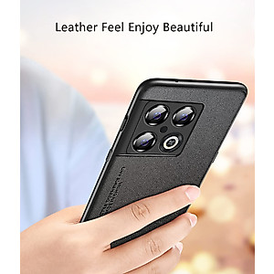 Puxssul for OnePlus 10 Pro 5G Case, Soft TPU Artificial Leather case,Extremely Light Ultra-Light Camera Protection Leather Cover Case for OnePlus 10 Pro 5G (Black)