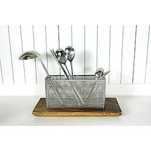 LENITH Kitchen Utensil Chopsticks Perforated Holder with Hooks - 304 Stainless Steel Storage for Organizer Dishwasher Safe (Large Rectangle)