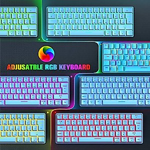 SELORSS ZIYOULANG T60 60% Compact Mechanical Gaming Keyboard RGB Chroma Type C Ergonomic Mini Keyboard UK Layout 12000DPI Gaming Mouse Honeycomb Shell for PC/PS4/PS5/Xbox(Red Switch)