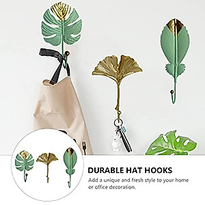 Amosfun 6pcs Plant Tropical Leaf Coat Mask Storage Decorative Reusable Stylish Corridor Leaf- Shaped Modern of Metal Window Things for Bathroom Shaped Utility Decor Iron Clothes