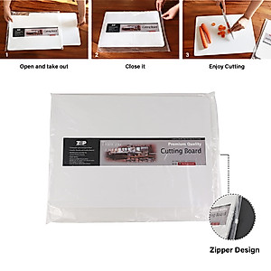 ZVP Disposable Cutting Boards 30 Count, Collapsible Cutting Board Sheet with Built-in Crease, Flexible Plastic Cutting Mat for Kitchen and Commercial Use, 17 x 12 In White