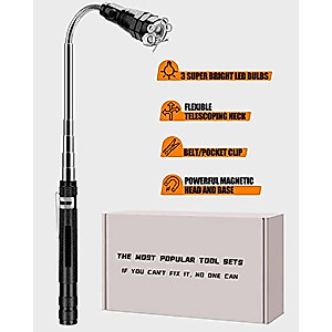 Christmas Gifts for Men Dad Husband Him from Daughter Wife Son Kids, Cool Gadgets for Men Gifts - Universal Socket/Magnetic Pickup Tool with LED/Magnetic Wristband/LED Flashlight Gloves