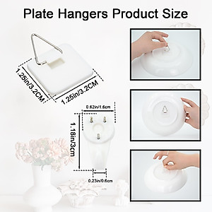 KAHIT Plate Hangers for The Wall, Adhesive Picture Hangers Plate Wall Hangers for Display Plate Holders for Displaying On Wall Plate Hangers Adhesive Plate Hanger with Invisible Nails 20 Pack