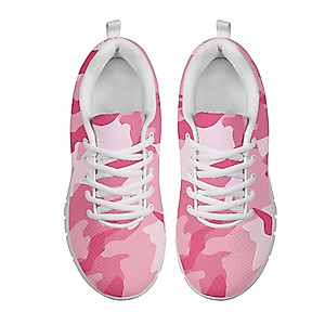 TOADDMOS Pink Camo Athletic Tennis Shoes for Women Lightweight Breathable Mesh Running Shoes Walking Jogging Sport Sneakers