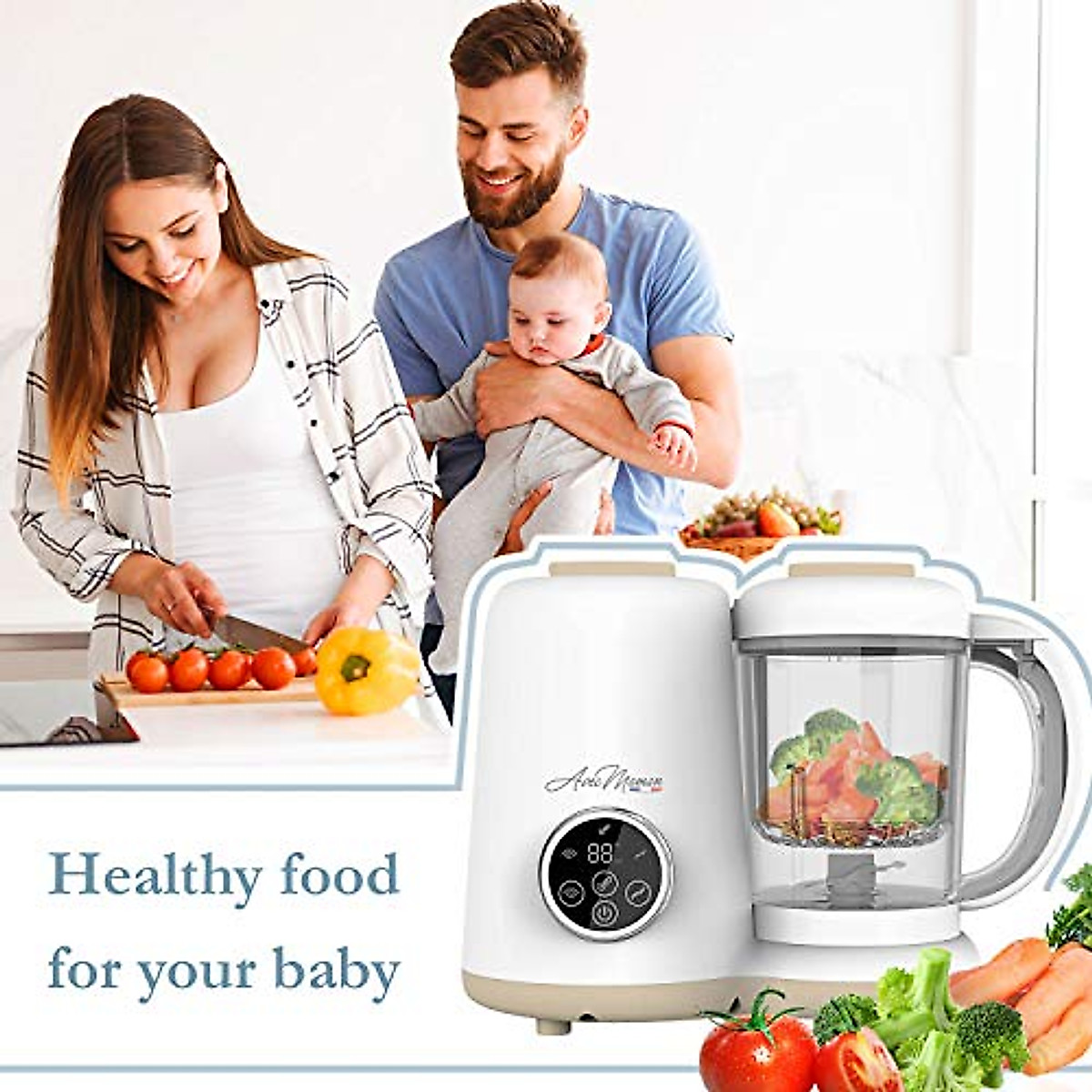 Avec Maman - Baby Chef 4-in-1 Food Processor for Babies - NEW 2023 - Steamer - Blender - Bottle Warmer - Jar Warmer - Multifunctional Baby Food Maker - BPA-Free & Certified Safe