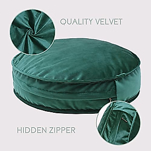 YIUOR Velvet Pouf for Nursery Floor Cushion Soft Round Throw Pillow Baby Room Seat Mattress Bean Bag Chair for Reading Nook