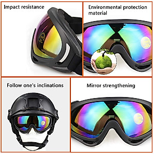 AOUTACC Ski Goggles Set, 4 Pack Skate Glasses with Windproof UV 400 and Dustproof Protection Goggles for CS Tactical Motorcycle Bicycle Snowboard (Yellow+Multicolor+Orange+Clear)