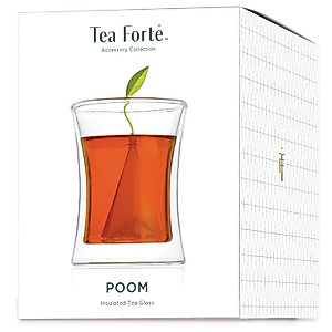Tea Forte Poom Double Wall Glass Tea Cup for Hot or Iced Tea