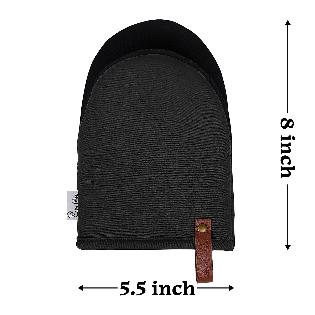 1 Pair Short Neoprene Mini Oven Mitts, Heat Resistant- Little Oven Gloves Pot Holder for Kitchen Cooking - Non-Slip Grip, Hanging Loop, Cotton Trivet for Kitchen Cooking - (Black)