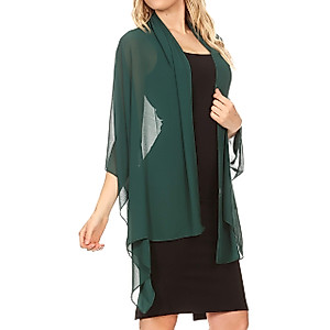 Sakkas 18225 - Jona Women Soft Sheer Chiffon Bridal Wedding Evening Scarf Shawl Wrap Stole - Green - 7029