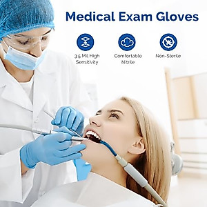 JMU Nitrile Gloves Disposable Latex Free Medium, 200 Count,3.5Mil,Blue